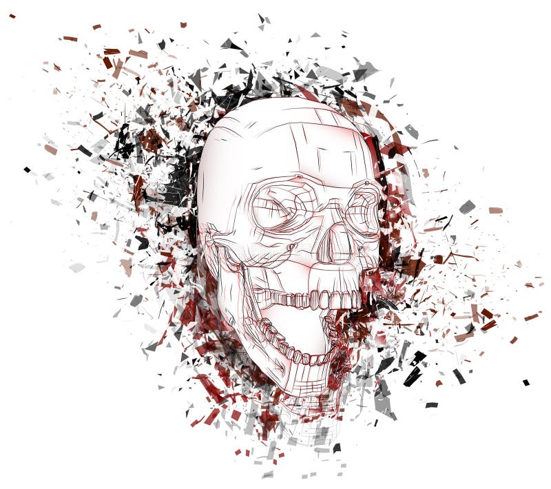 Vector Exploded Skull With Splashes In All Directions. Stock ...