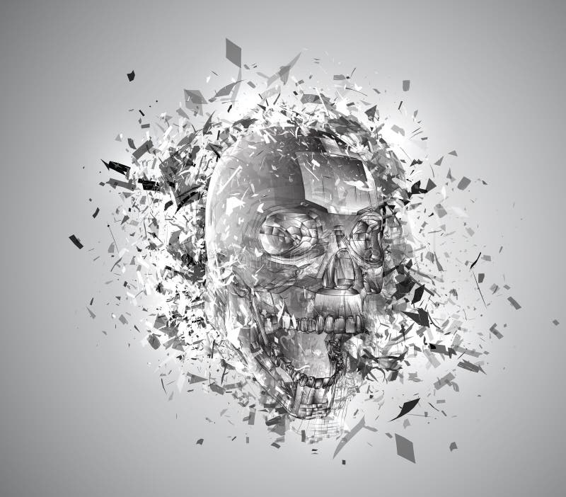 Vector Exploded Skull with Splashes in All Directions Stock ...