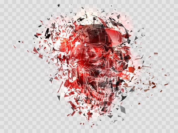 Vector Exploded Skull with Splashes in All Directions Stock ...
