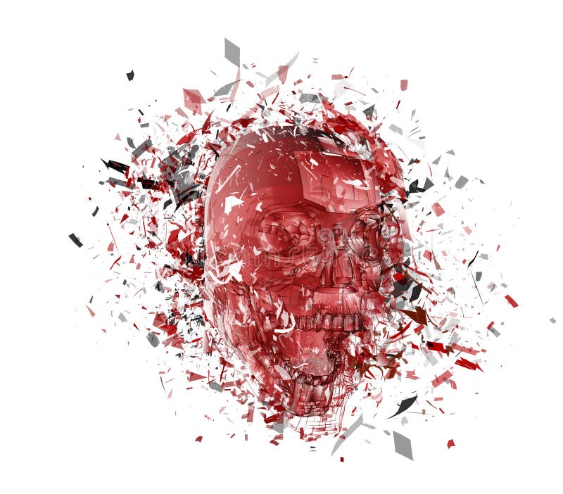 Vector Exploded Skull with Splashes in All Directions Stock ...