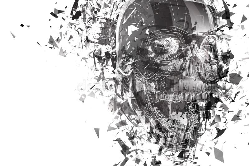Vector Exploded Skull with Splashes in All Directions Stock ...