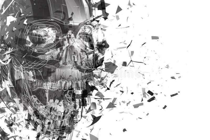 Vector Exploded Skull with Splashes in All Directions Stock ...