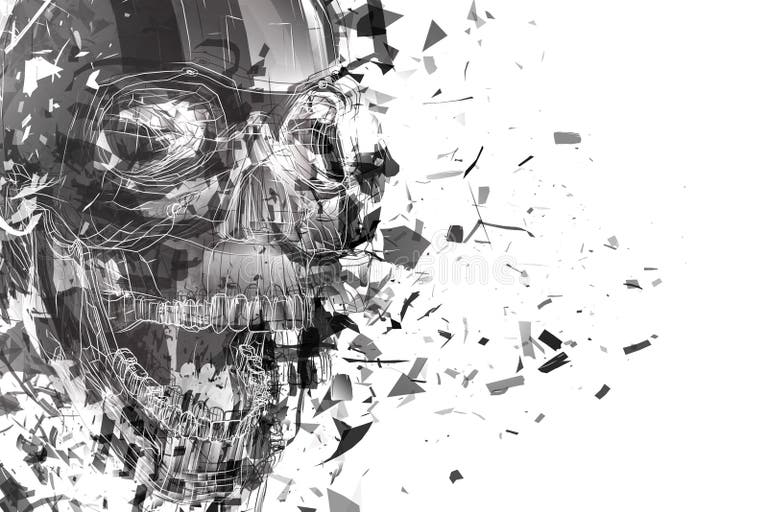 Vector Exploded Skull with Splashes in All Directions Stock ...