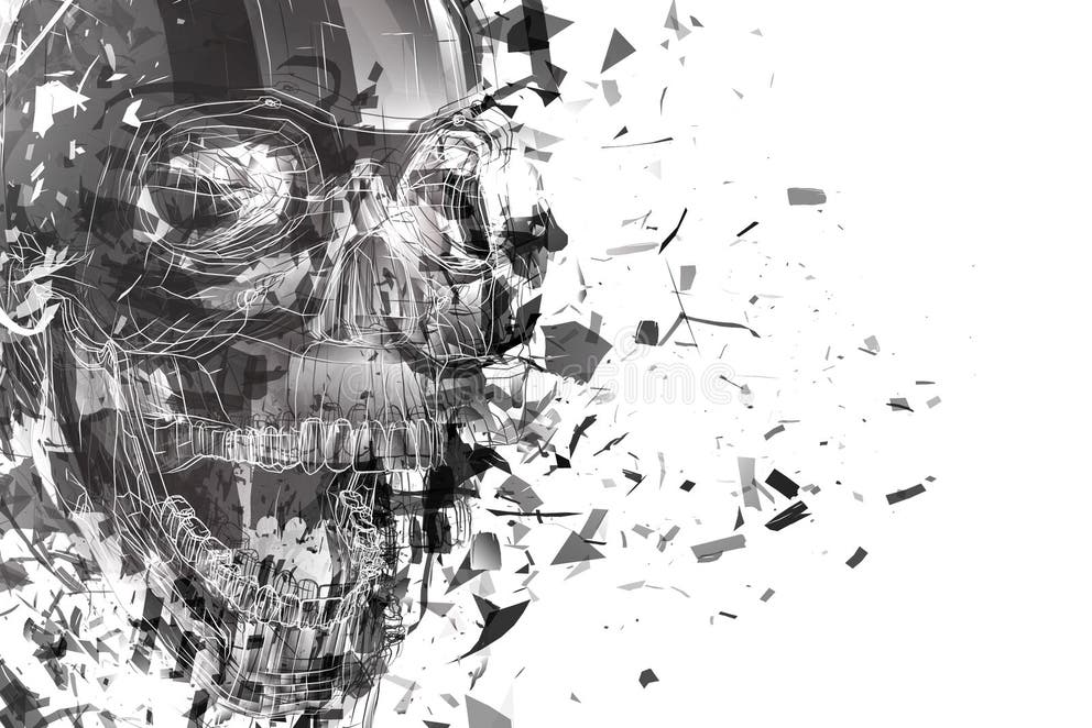 Vector Exploded Skull with Splashes in All Directions Stock ...