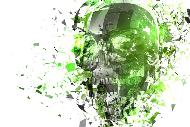 Vector Exploded Skull with Splashes in All Directions Stock ...