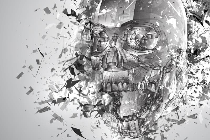 Vector Exploded Skull with Splashes in All Directions Stock ...