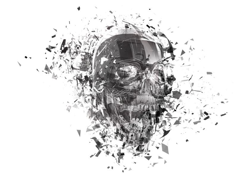 Vector Exploded Skull with Splashes in All Directions Stock ...