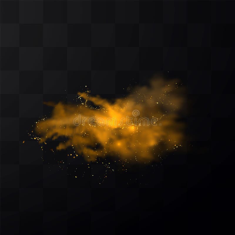 Vector Explosion of Yellow Powder with Smoke and Sparkling Particles ...