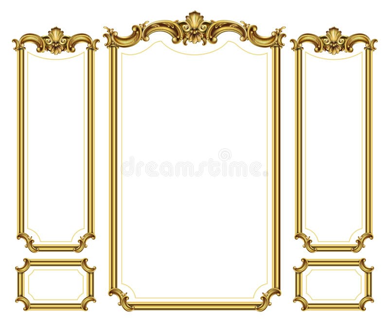 Golden Panel Baroque Cabinet Wall Stock Vector - Illustration of ...