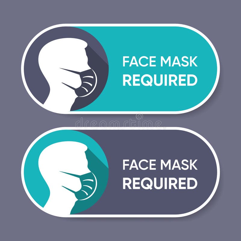 Vector Face Mask Required Horizontal Rounded Label Stock Vector ...