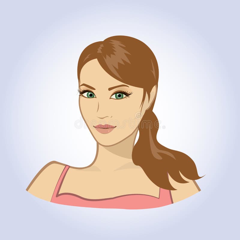 Vector Face Portrait of Beautiful Young Woman. Stock Vector ...