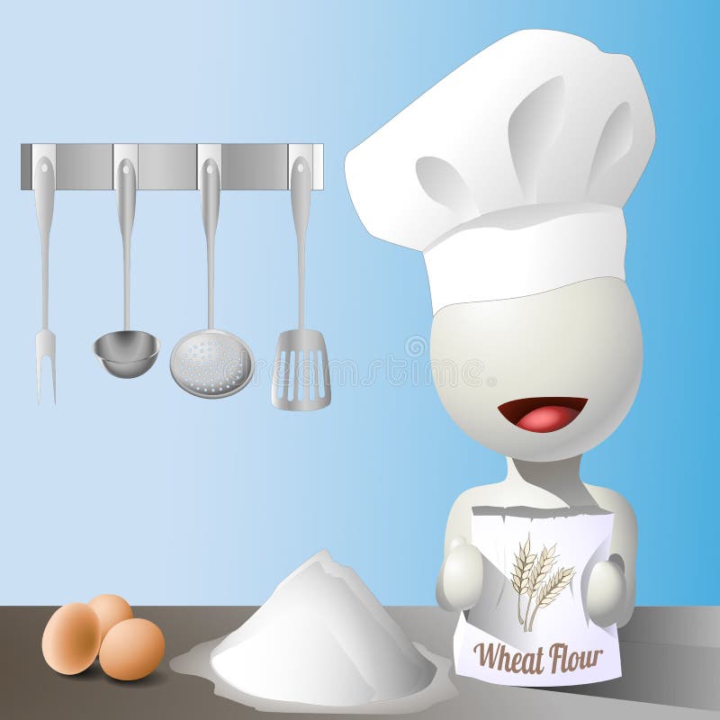 Faceless Chef Barbecue Food in Black and White Stock Vector ...