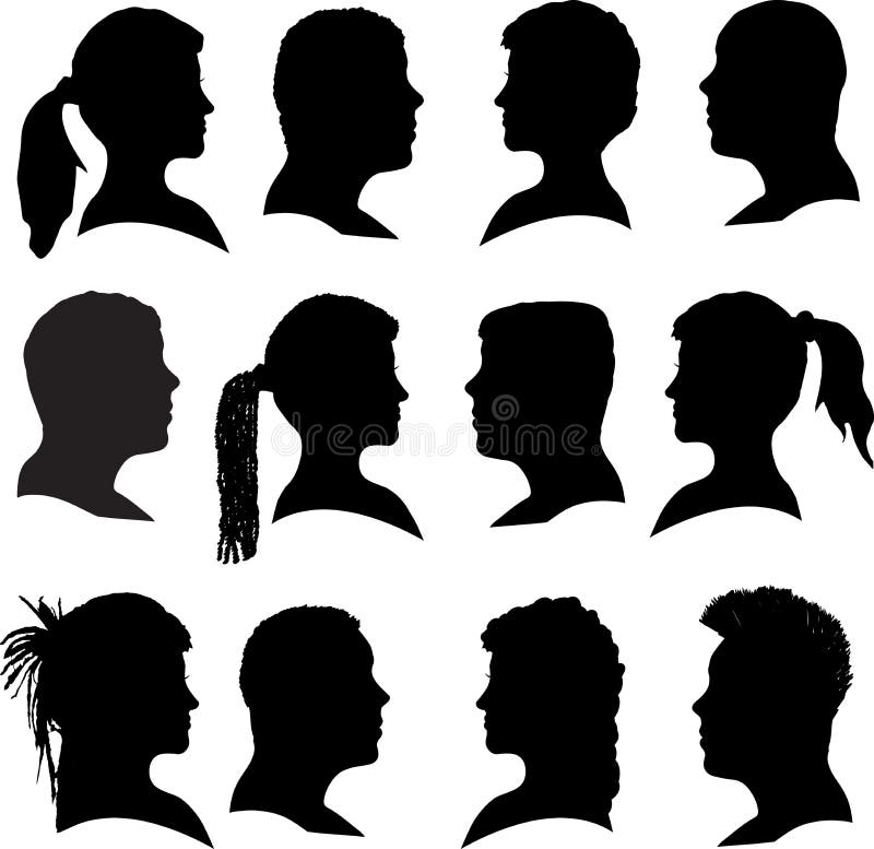 Vector facial profile stock illustration. Illustration of silhouettes ...