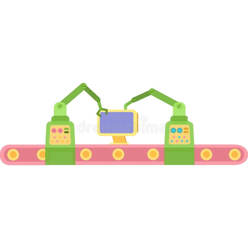 Vector Factory Icon Pc Assembly Conveyor Line Stock Vector ...
