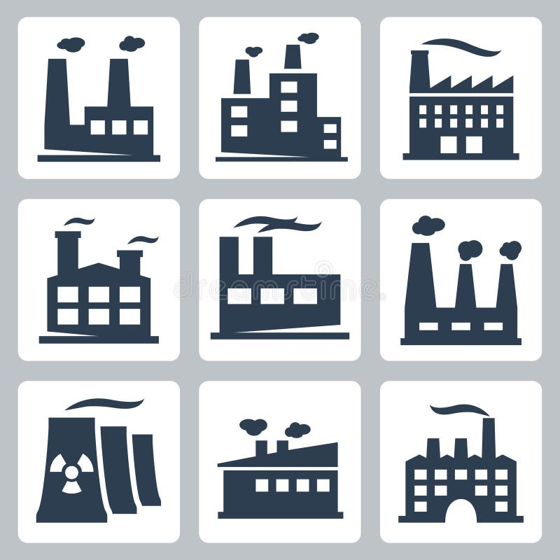 Vector factory icons set stock vector. Illustration of graphic - 34984569