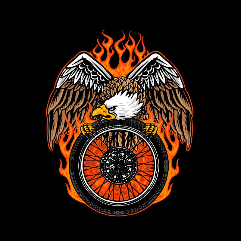 Vector of Eagle Hold the Tyre of Custom Motorcycle Stock Vector ...