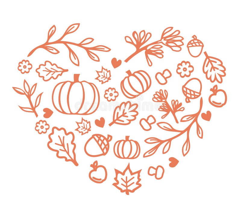 Vector Fall Heart stock vector. Illustration of foliage - 288654116