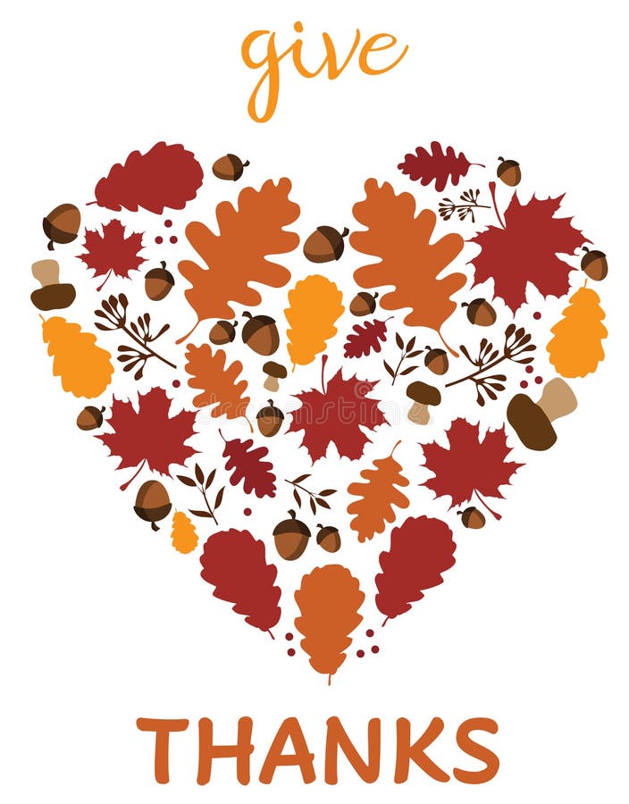 Vector Fall Heart with Leaves, Acorns, Mushrooms. Stock Vector ...