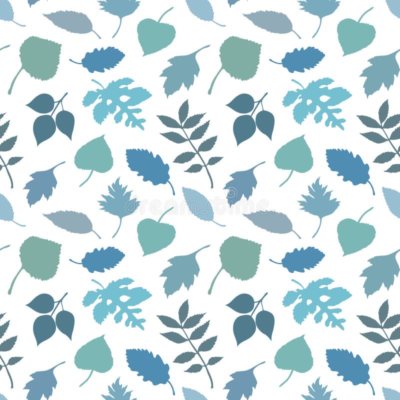 Vector Fall Leaves Pattern in Blue Colors. Blue Autumn Leaves ...