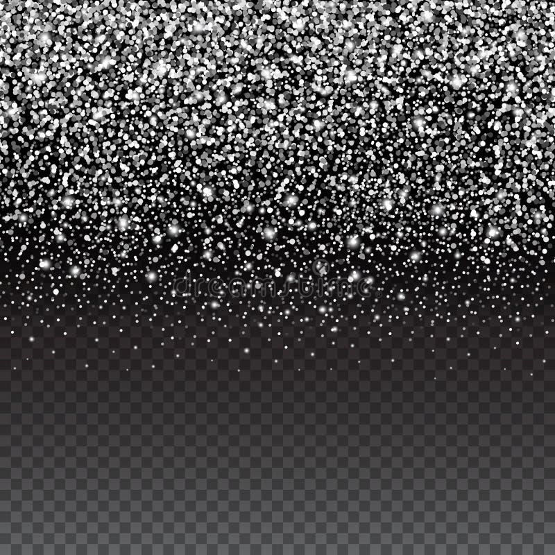 Vector Falling Sparkle Silver Glitter Texture. Shining Particles Border on Transparent ...
