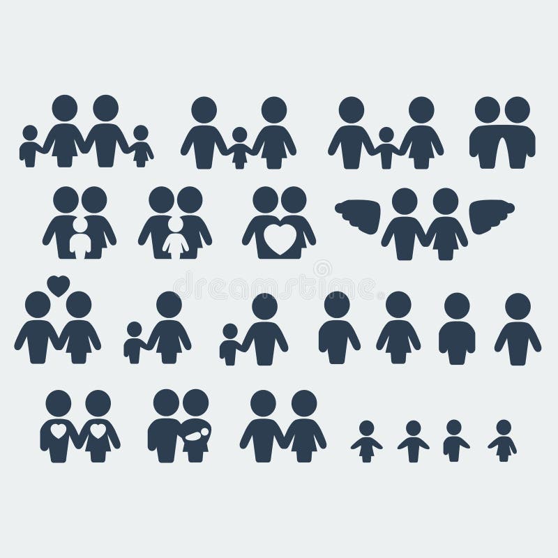 Vector family icons set stock vector. Illustration of child - 34984571