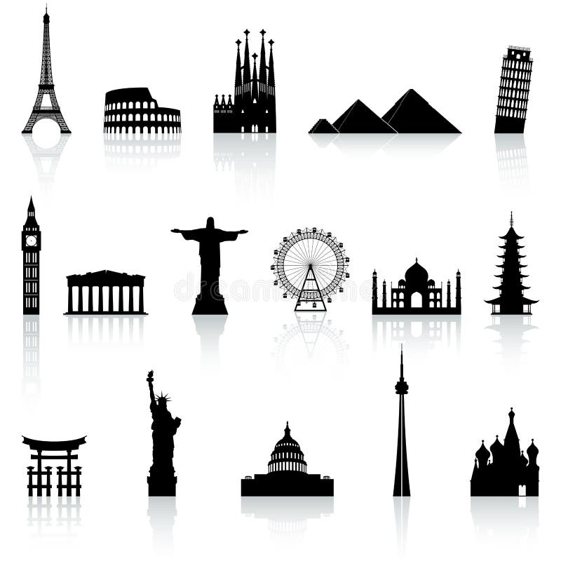 Vector Famous Monument Icons Set Stock Vector - Illustration of athens ...