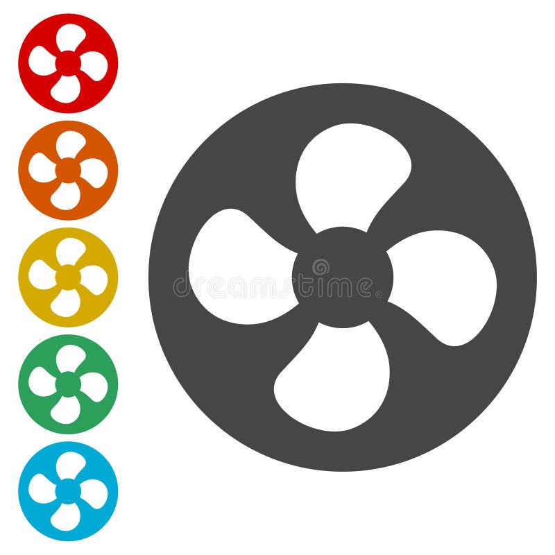 Vector Fan Icon, Air Conditioning Button Stock Vector - Illustration of ...