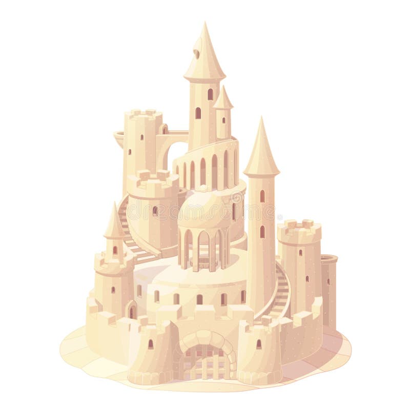 Vector Fantasy Castle Sand, Sandcastle Stock Vector - Illustration of ...