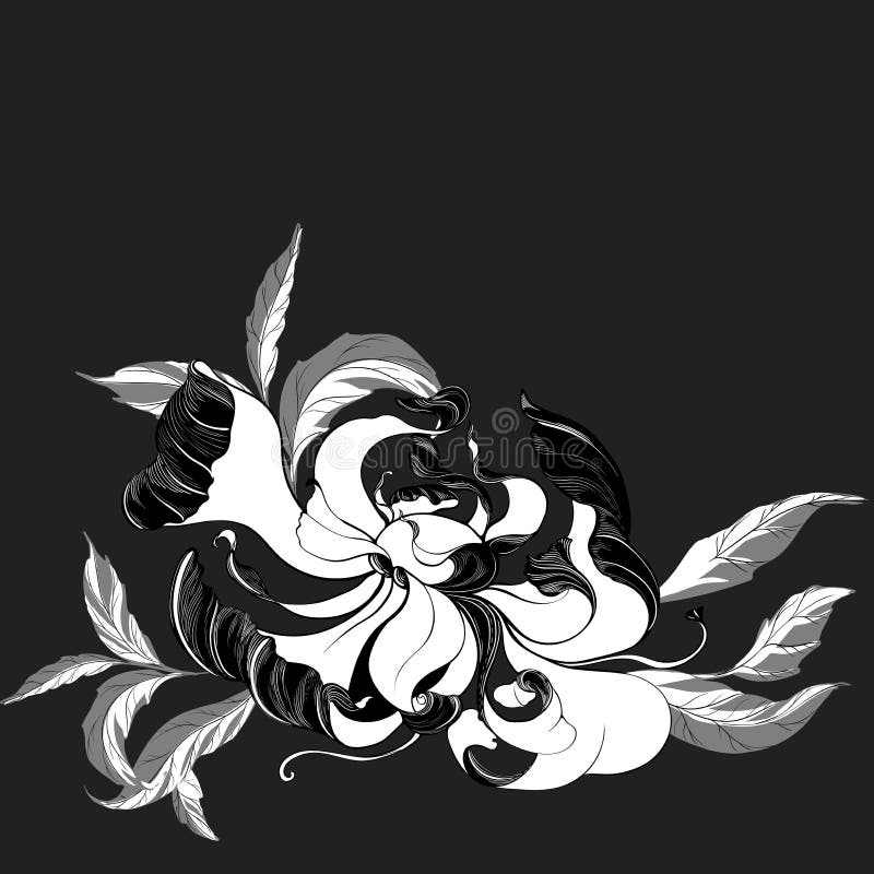 Vector. Fantasy Flowers - Decorative Composition. Flowers with Long ...