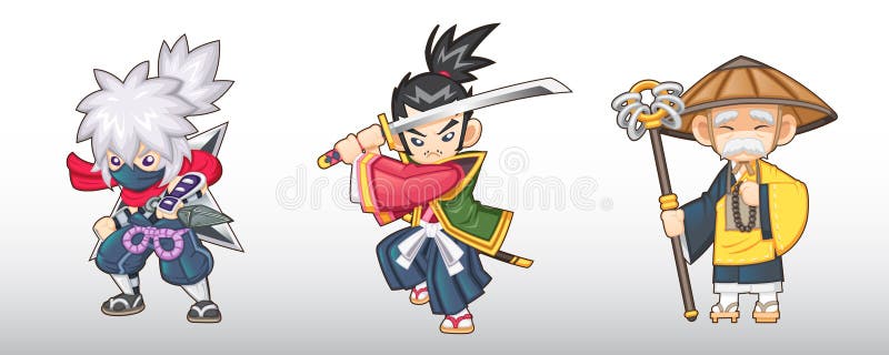 Vector Fantasy Japanese Characters Illustration Stock Vector ...