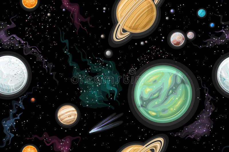 Vector Fantasy Space Card stock vector. Illustration of planetary ...