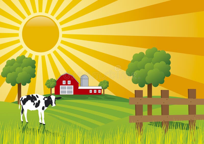 Farm House with sun stock vector. Illustration of outdoor - 35059028