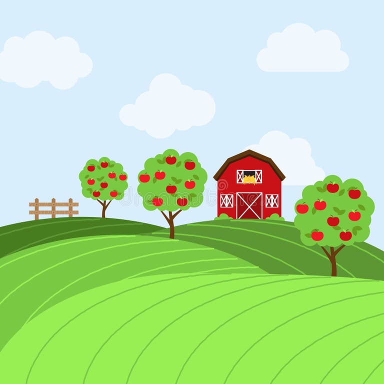 Vector Farm Themed Background Stock Vector - Illustration of house ...
