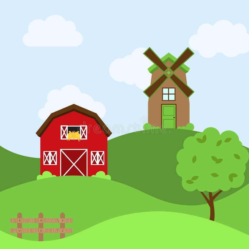 Vector Farm Themed Background Stock Vector - Illustration of field ...
