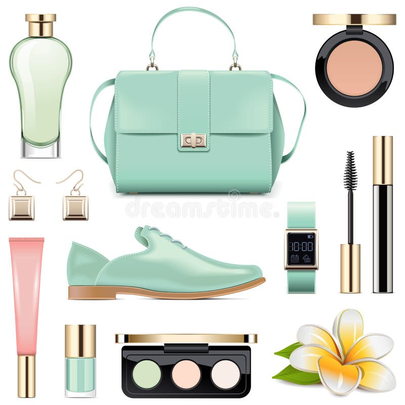 Vector Fashion Accessories Set 5 Stock Vector - Illustration of powder ...