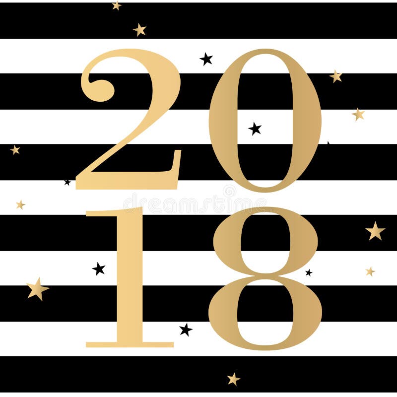 Vector Fashion Gold 2018 with Black Stripes and Stars Stock Vector ...