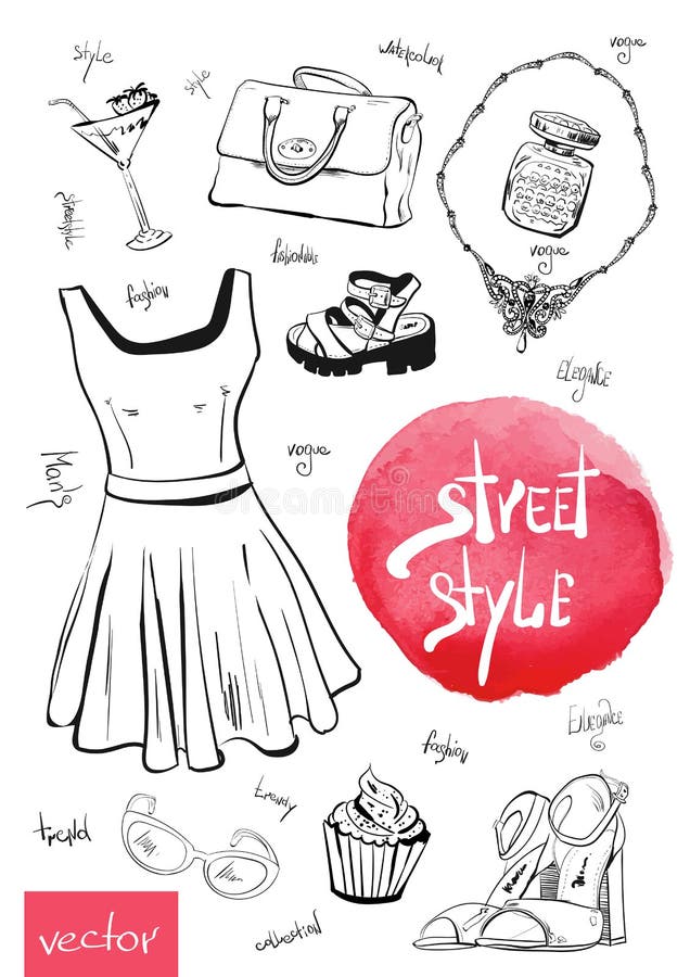 Vector Fashion Illustration. Set of Trendy Look Stock Vector ...
