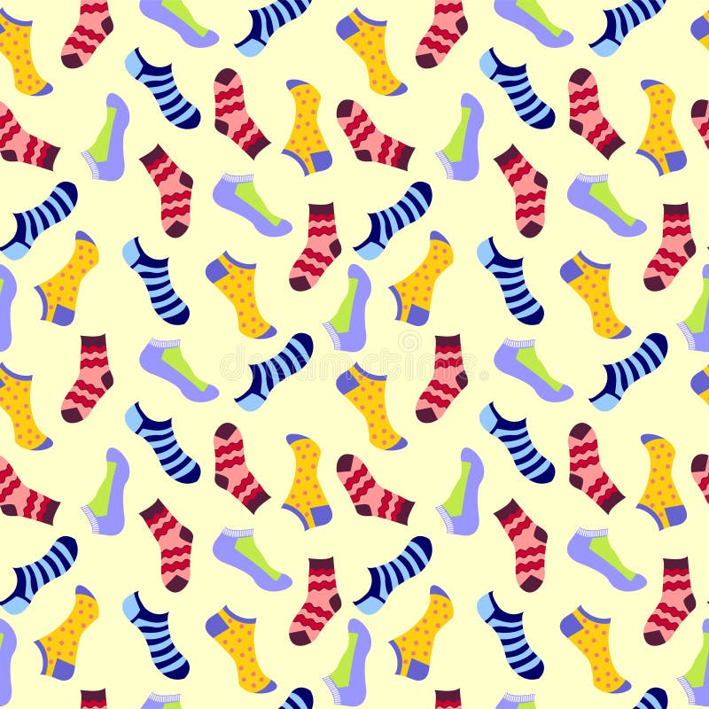 Vector Fashion Seamless Pattern with Colored Socks. Stock Vector ...