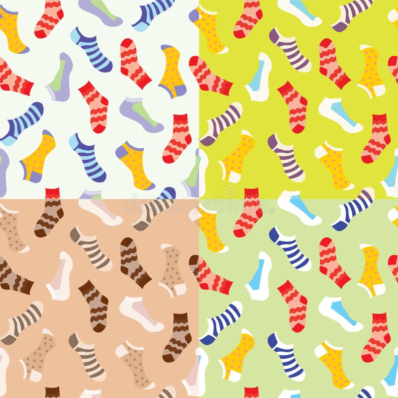 Vector Fashion Seamless Pattern with Colored Socks. Stock Vector ...