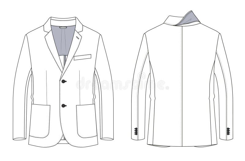 Technical Sketch of Man Jacket with Patch Pockets - Stock Vector ...