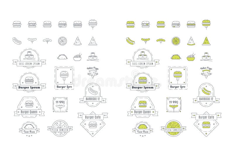 Vector Fast Food Icons Logos Stock Vector - Illustration of fast, icon ...