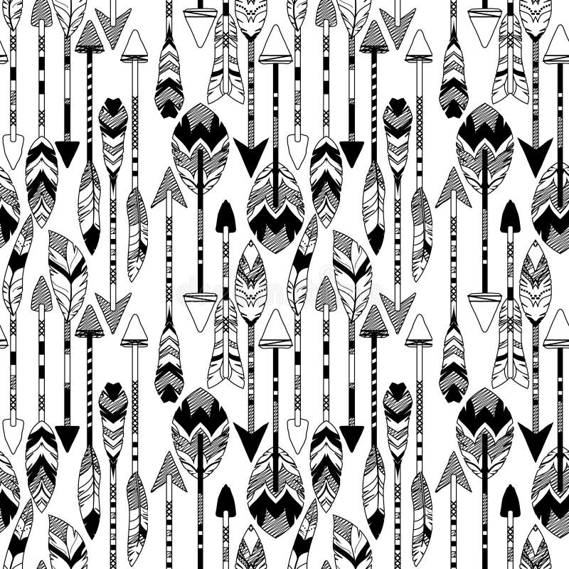 Vector Feather and Arrow Background Pattern - Seamless and Tileable ...
