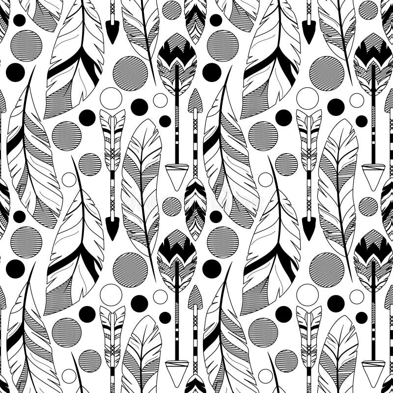 Vector Feather and Arrow Background Pattern - Seamless and Tileable ...