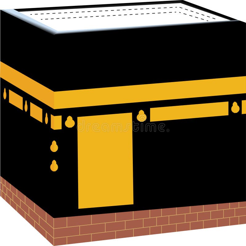 Three-dimensional Kaaba Vector Graphic in Black and Gold Colors for ...