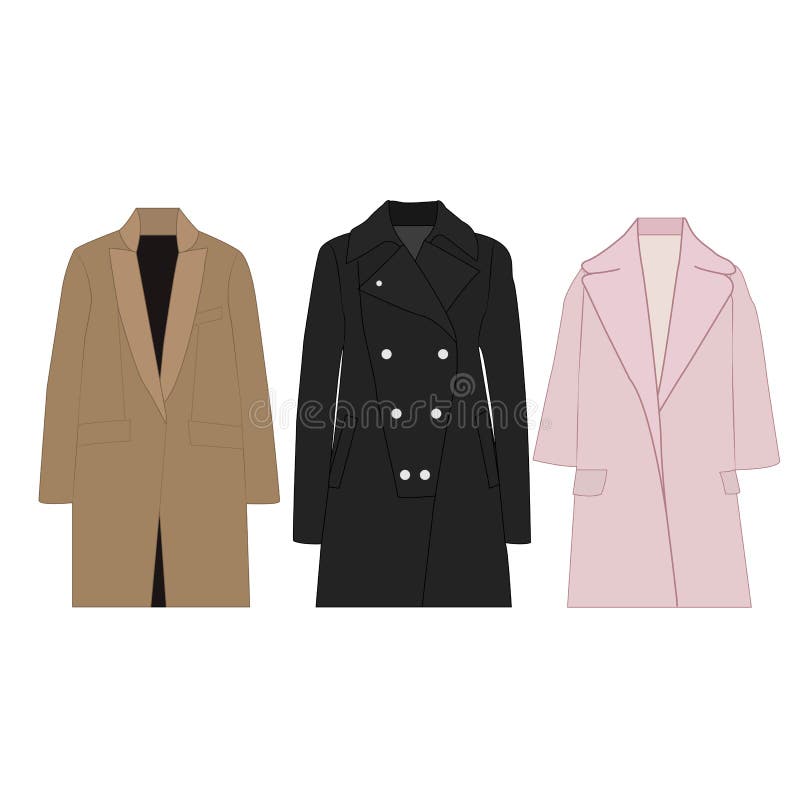 Vector Female Autumn Coat Set Stock Vector Illustration Of Design