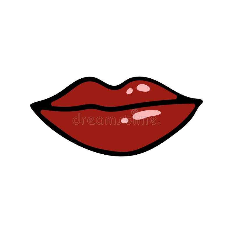 Vector Female Lips Hand Draw. Isolate Lips in Doodle Style. Stock ...