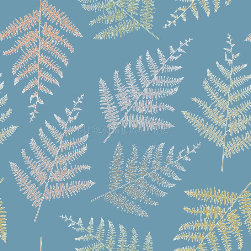 Vector Ferns in Earthy Gold Green Brown Blue Seamless Repeat Pattern ...