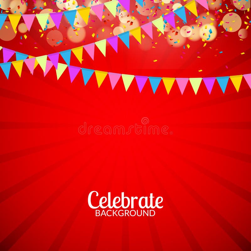 Vector Festive Card with Confetti, Party Invitation. Festive ...