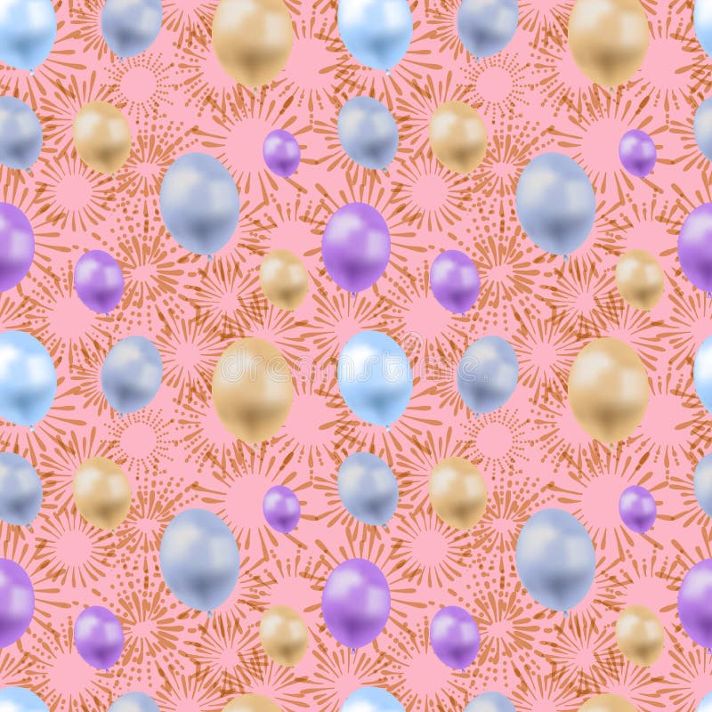Vector Festive Colorful Seamless Pattern with Pastel Colored Balloons ...