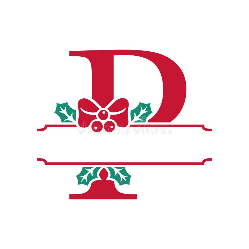 Vector Festive, Decorative Split Letter P Monogram with Christmas ...